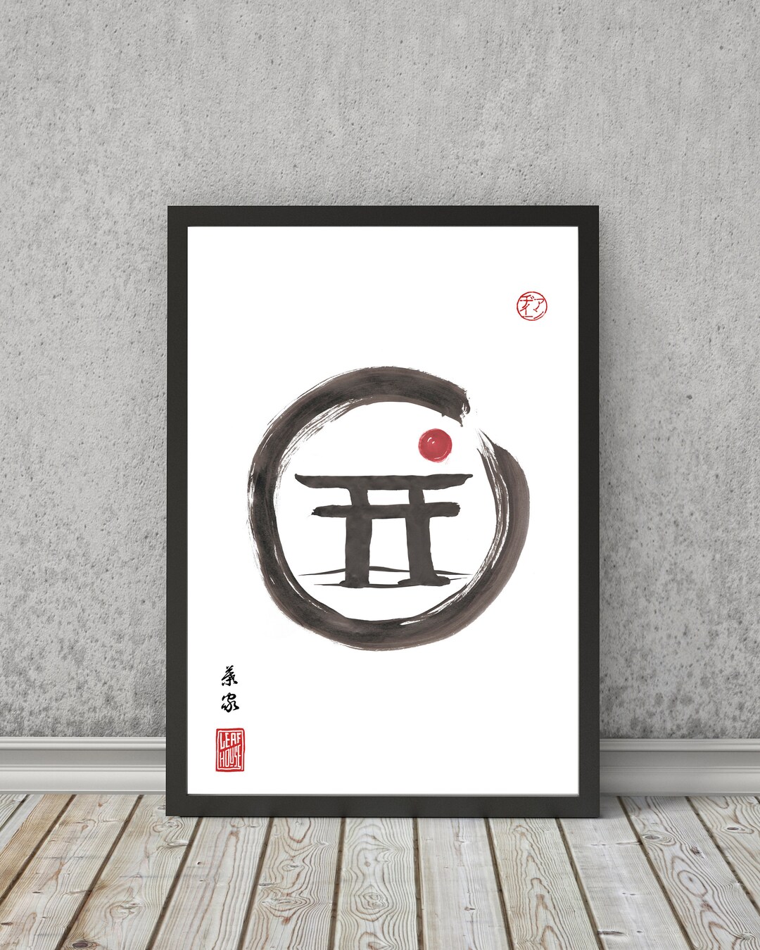 SHINTO Print JAPANESE TORII Sumi-e Calligraphy Gift Decor Wall Art ...