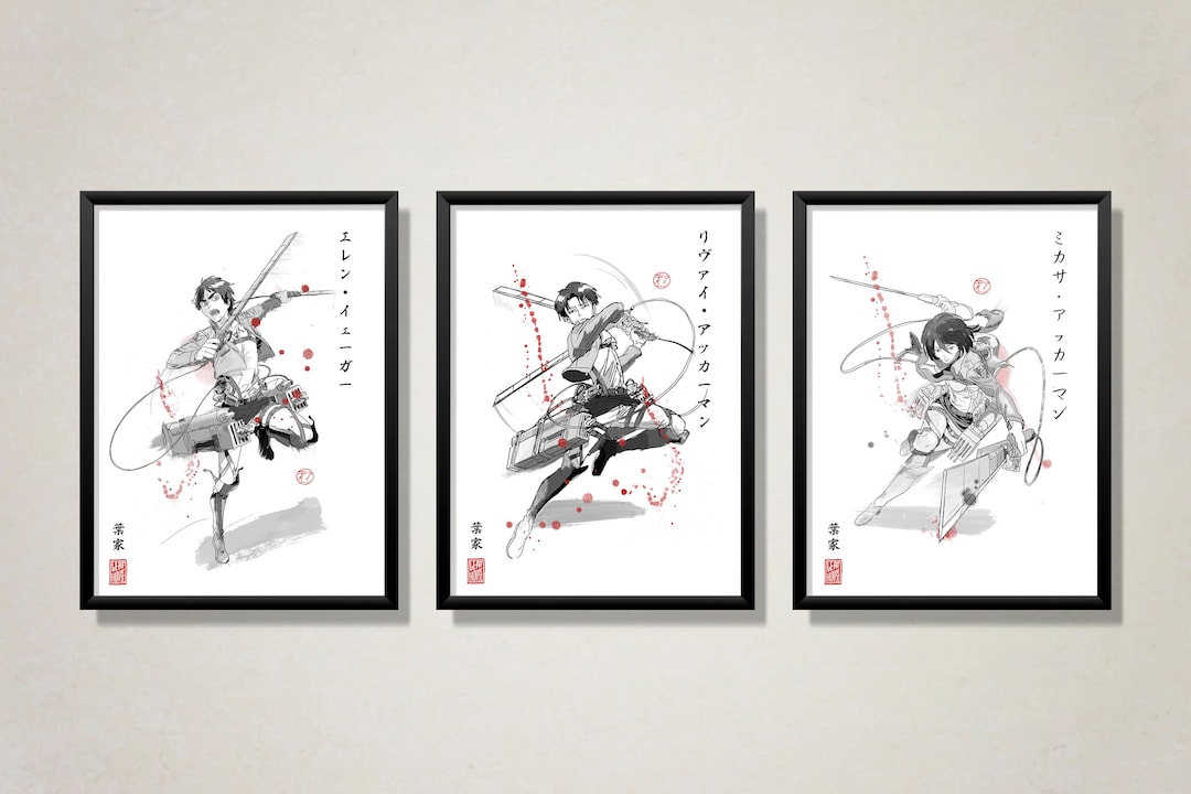 Hand Drawn Anime Fan Art Prints | Japanese Sumi-e Style | Art Home ...