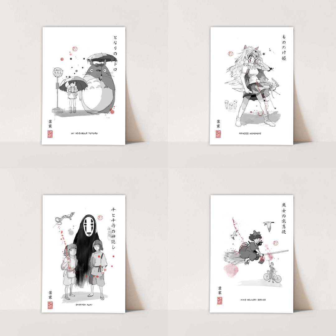 Hand Drawn Anime Fan Art Prints | Japanese Sumi-e Style | Manga Home ...