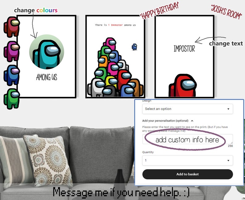 Among Us Print: Gamer Bedroom Wall Decor - Etsy