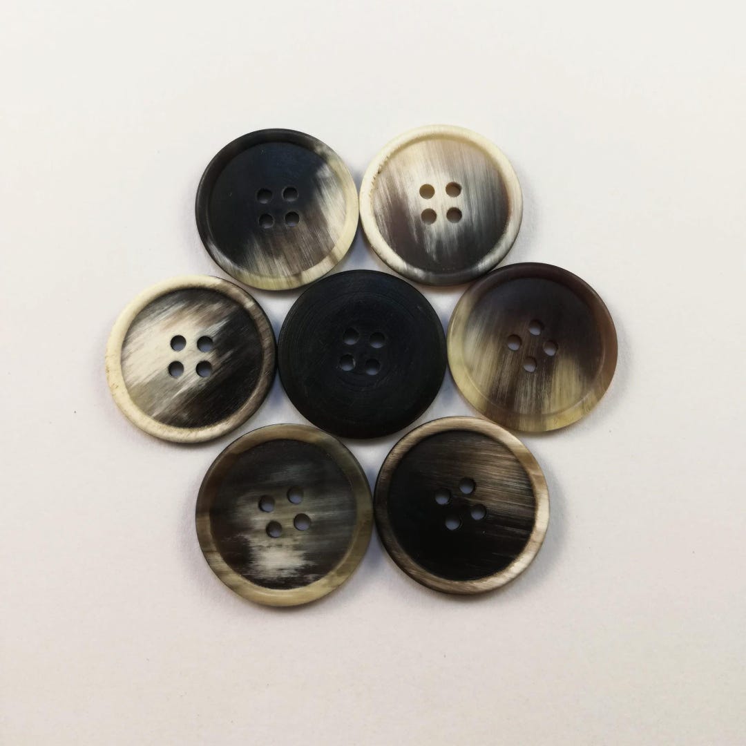 25 Mm/1 Inches, Natural Real Horn Buttons With Border 4 Hole, Classic ...