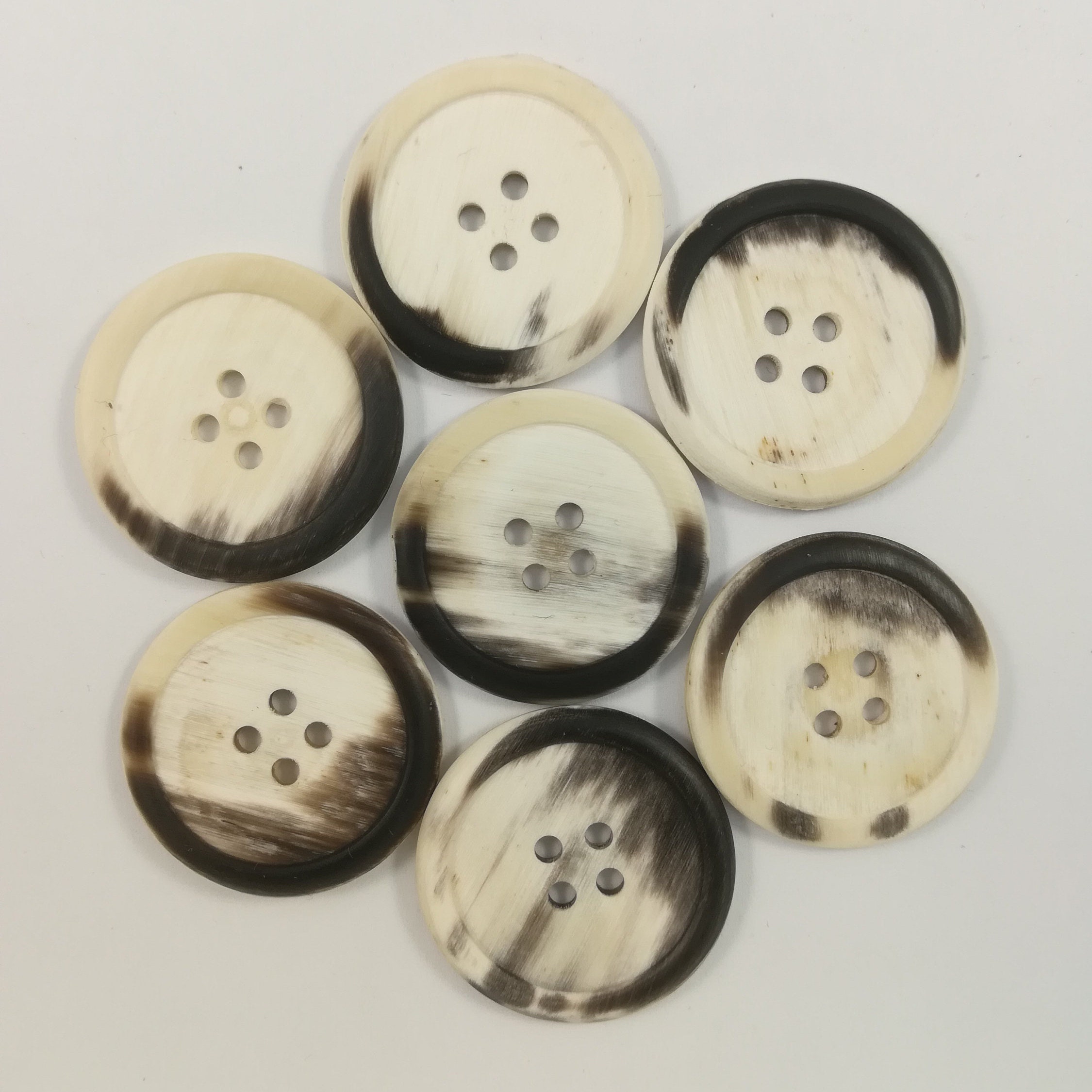 Horn Buttons With Rim / White / 4 Holes / Buttons for Cardigans, Blazer ...