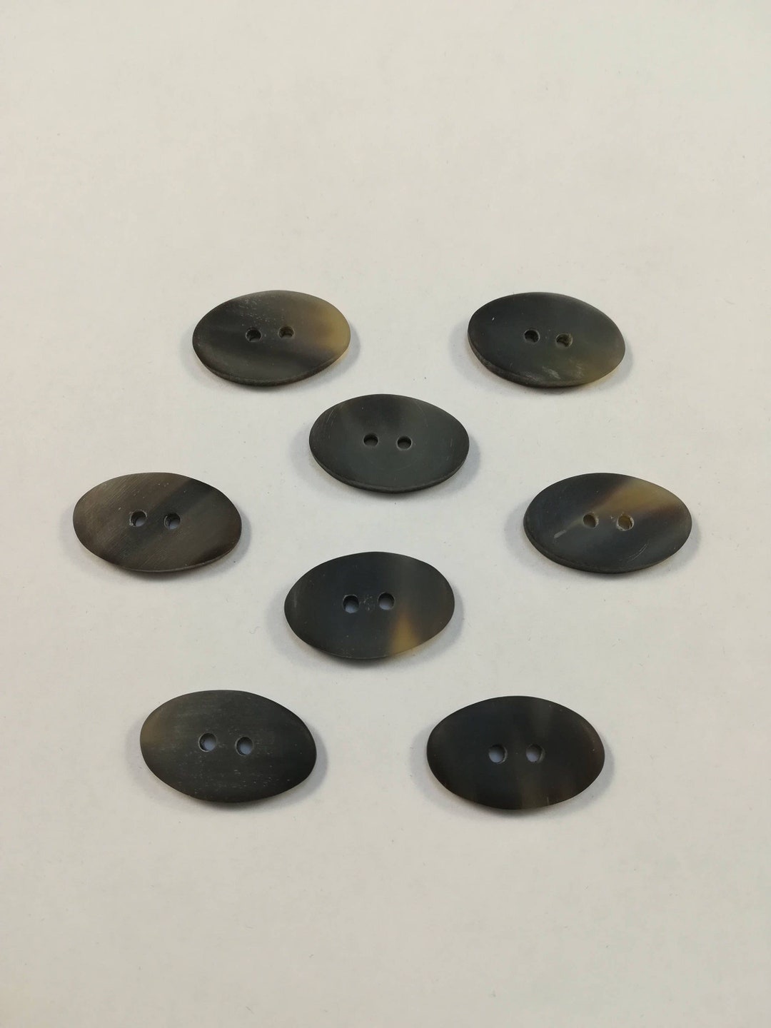 Real Horn Buttons / Size 25mmx15mm. 2 Hole, Oval Shape, Blue Color ...