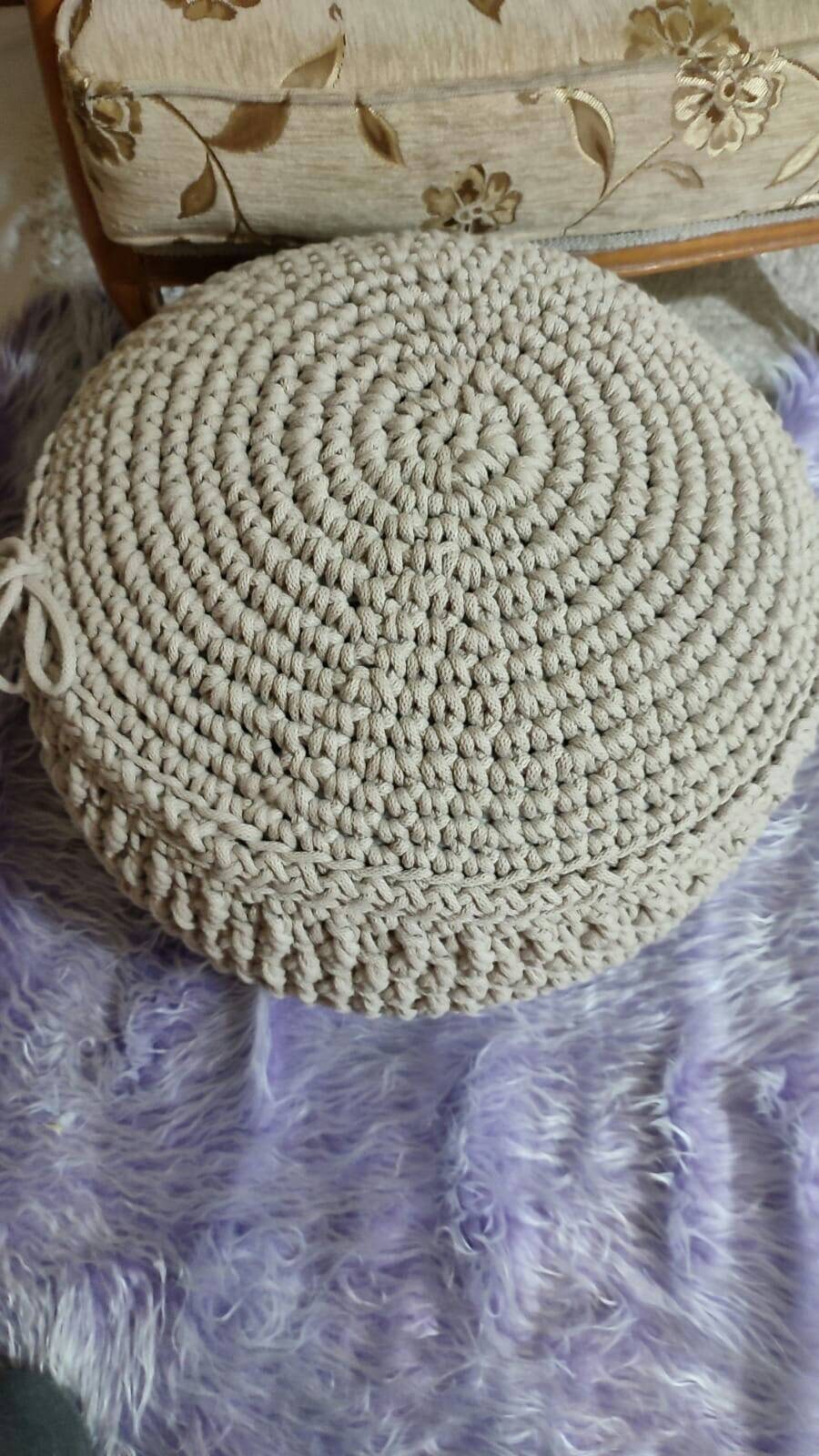 Crochet Floor Pouffe, Ottoman Pouf DIY Pattern, Crochet Pouf Pattern ...