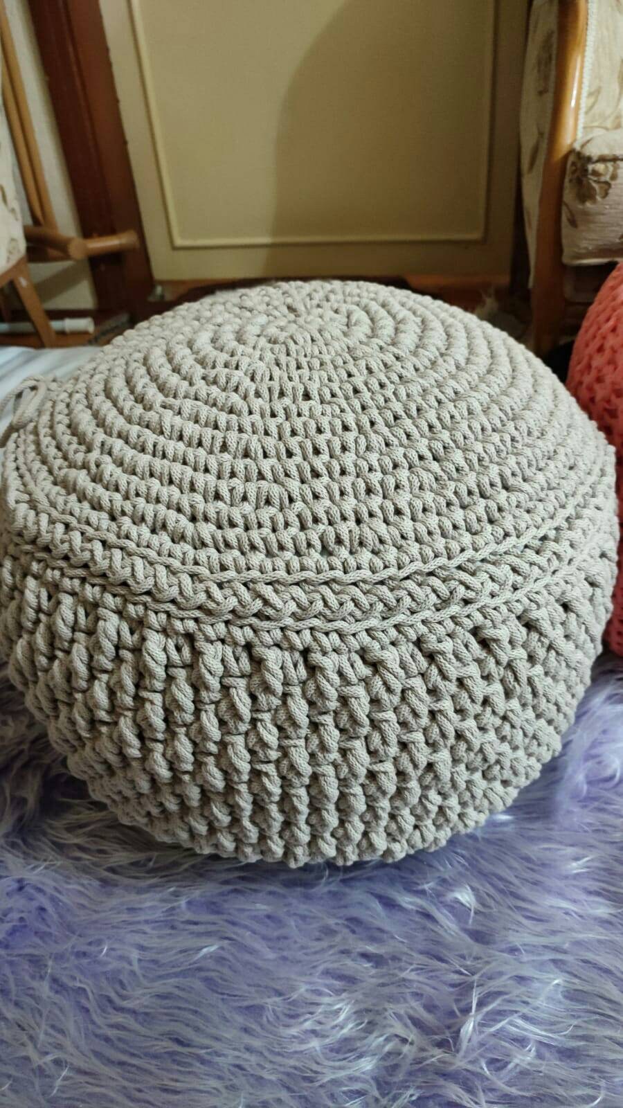 Crochet Floor Pouffe, Ottoman Pouf DIY Pattern, Crochet Pouf Pattern ...