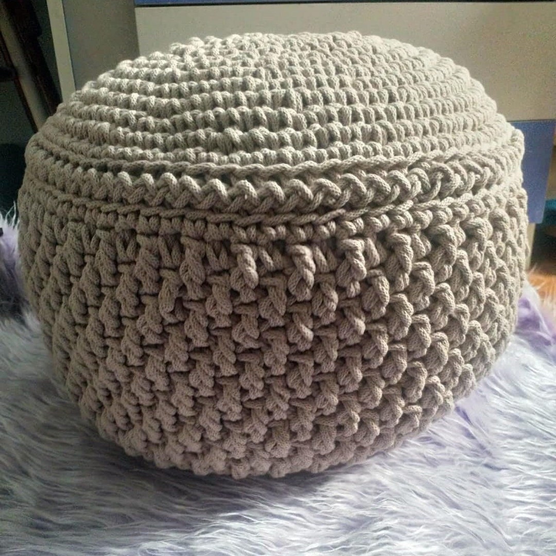 Crochet Floor Pouffe, Ottoman Pouf DIY Pattern, Crochet Pouf Pattern ...