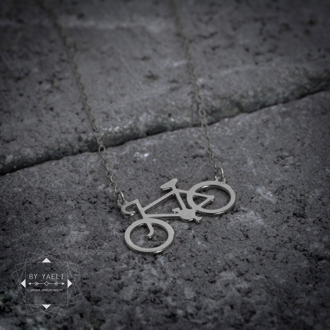 Cycling Necklace Silver Bicycle Necklace Gift for Biker - Etsy