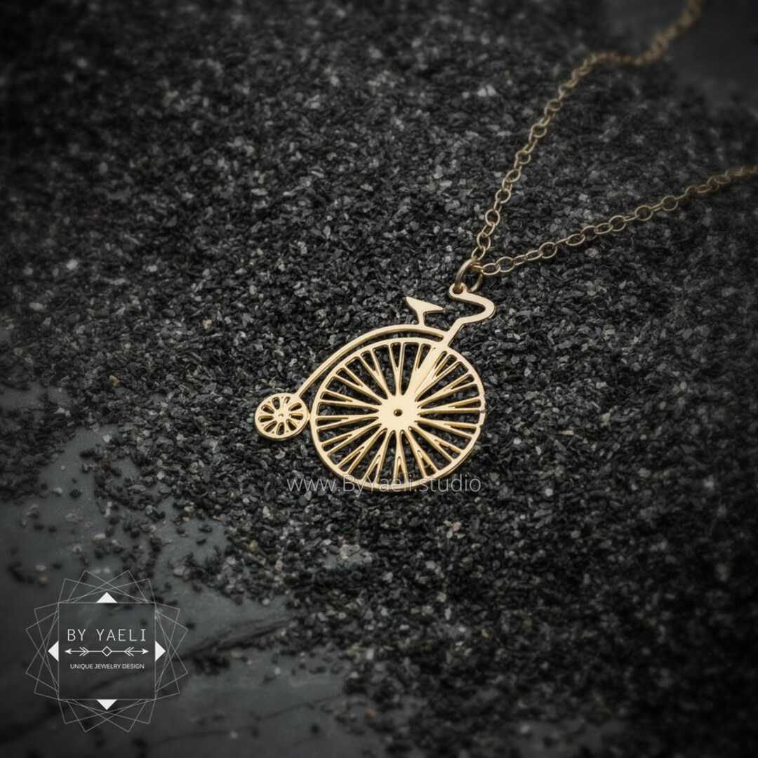 Gold Bicycle Necklace Vintage Bicycle Jewelry Boho Necklace Long ...