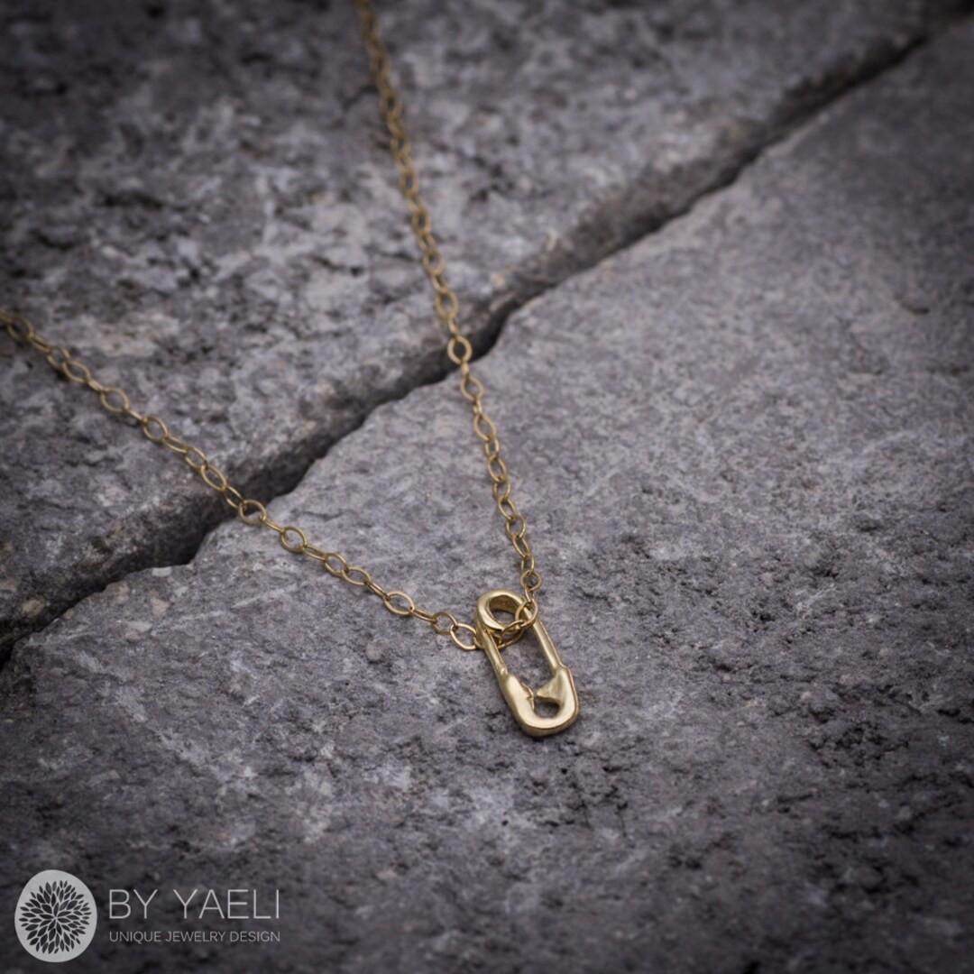 Safety Pin Necklace Tiny Gold Pin Necklace Dainty Necklace Safety Pin ...
