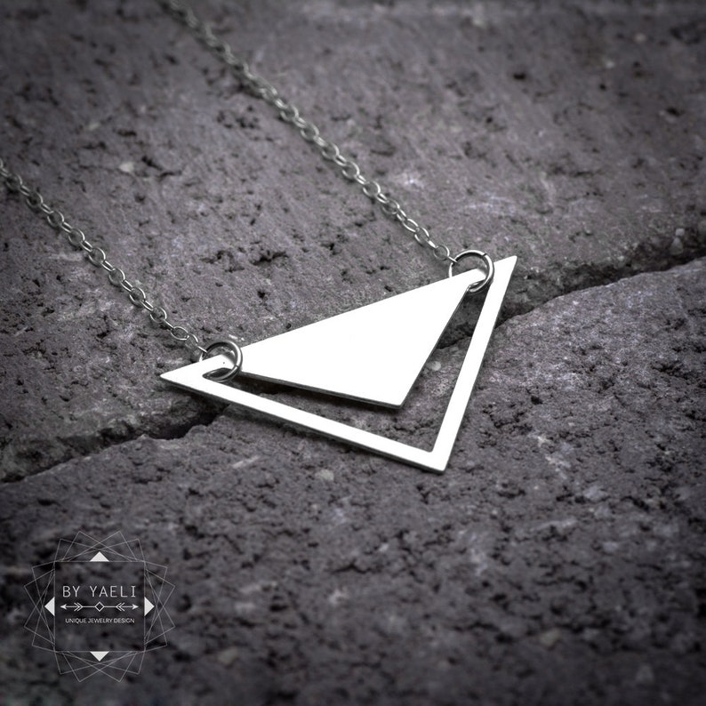 Triangle Necklace Gold Triangle Pendant Geometric Necklace - Etsy