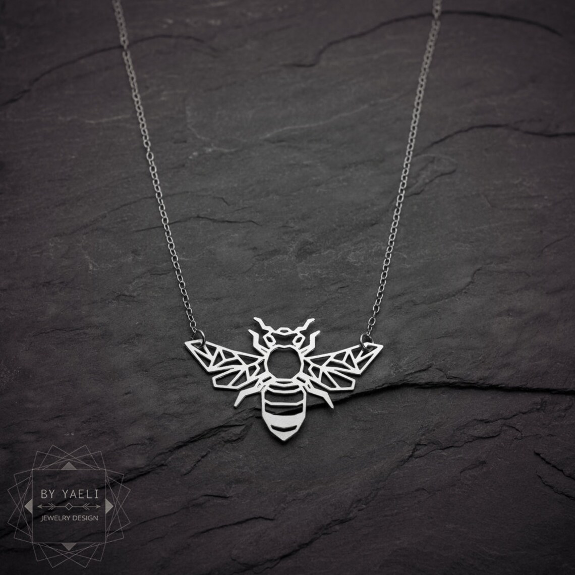 Bee necklace honey bee jewelry silver bee pendant insect | Etsy
