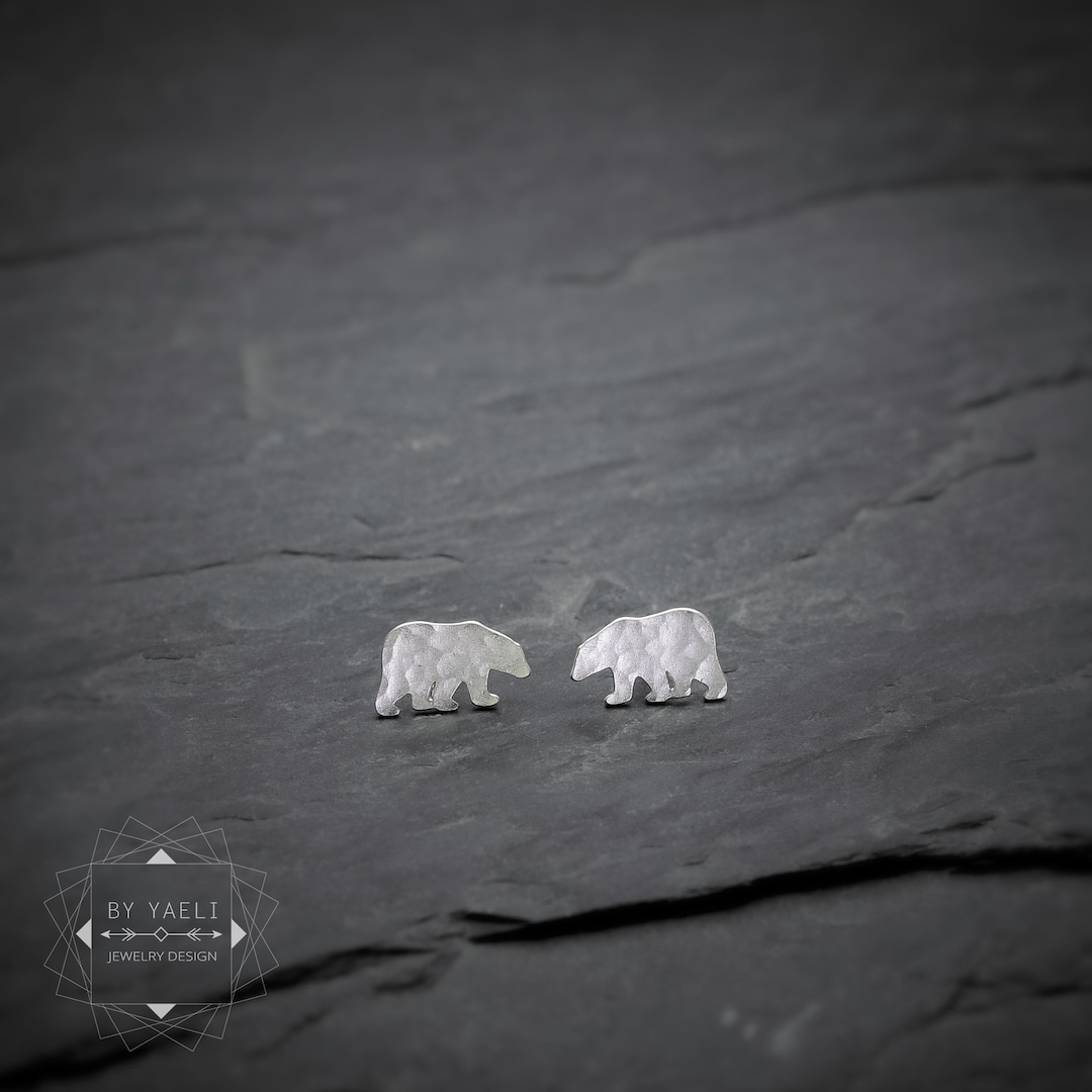 Bear Earrings - Tiny Bear Stud Earring - Silver Bear Post Earrings - Etsy