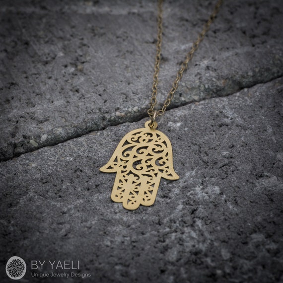 Hamsa Necklace Gold Hamsa Pendant Hamsa Jewelry Protection - Etsy