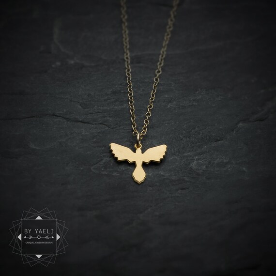 Phoenix Necklace Tiny Phoenix Pendant Gold Phoenix Bird Charm - Etsy