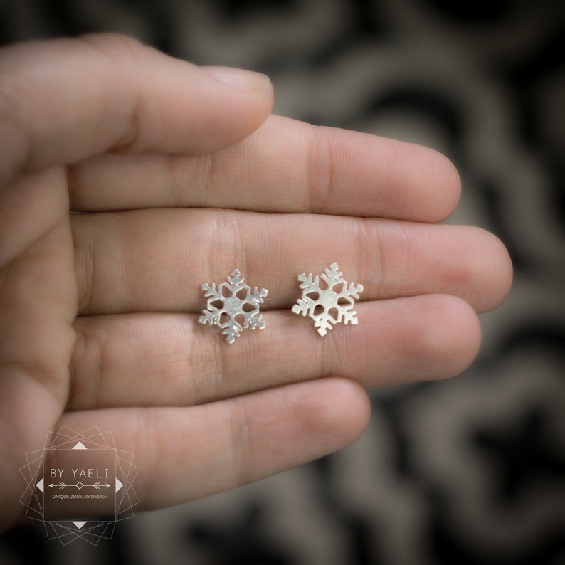 Snowflake Earrings Tiny Snowflake Post Earrings Gold Snowflake | Etsy