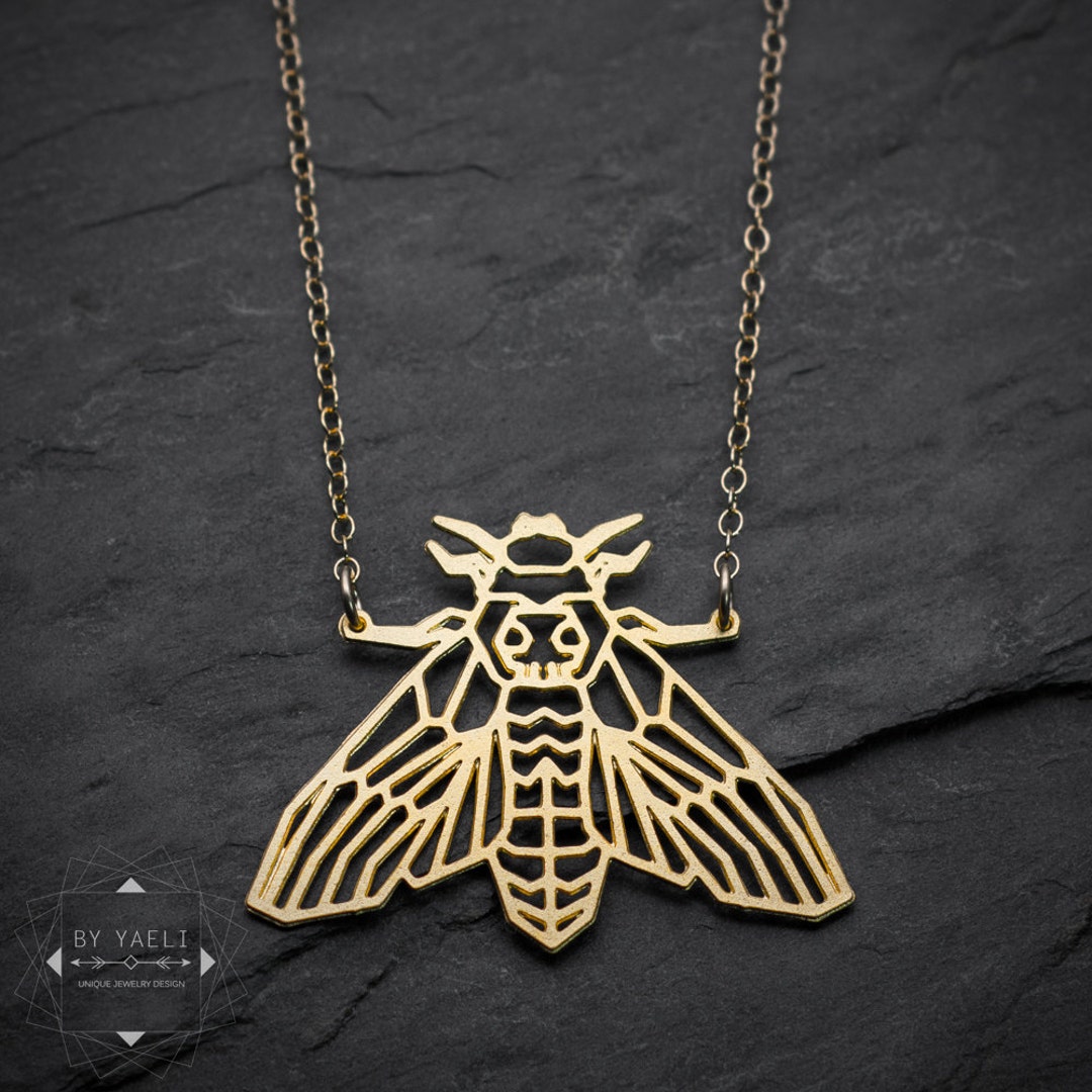 Moth Necklace Death's Head Moth Jewelry Gold Butterfly Necklace ...