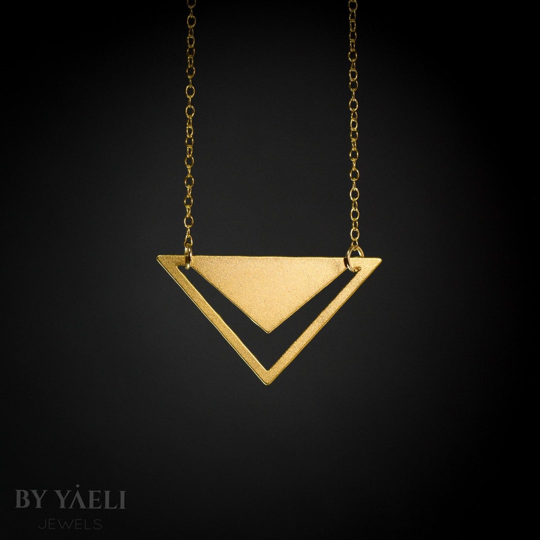 Triangle Necklace Gold Triangle Pendant Geometric Necklace Minimalist ...