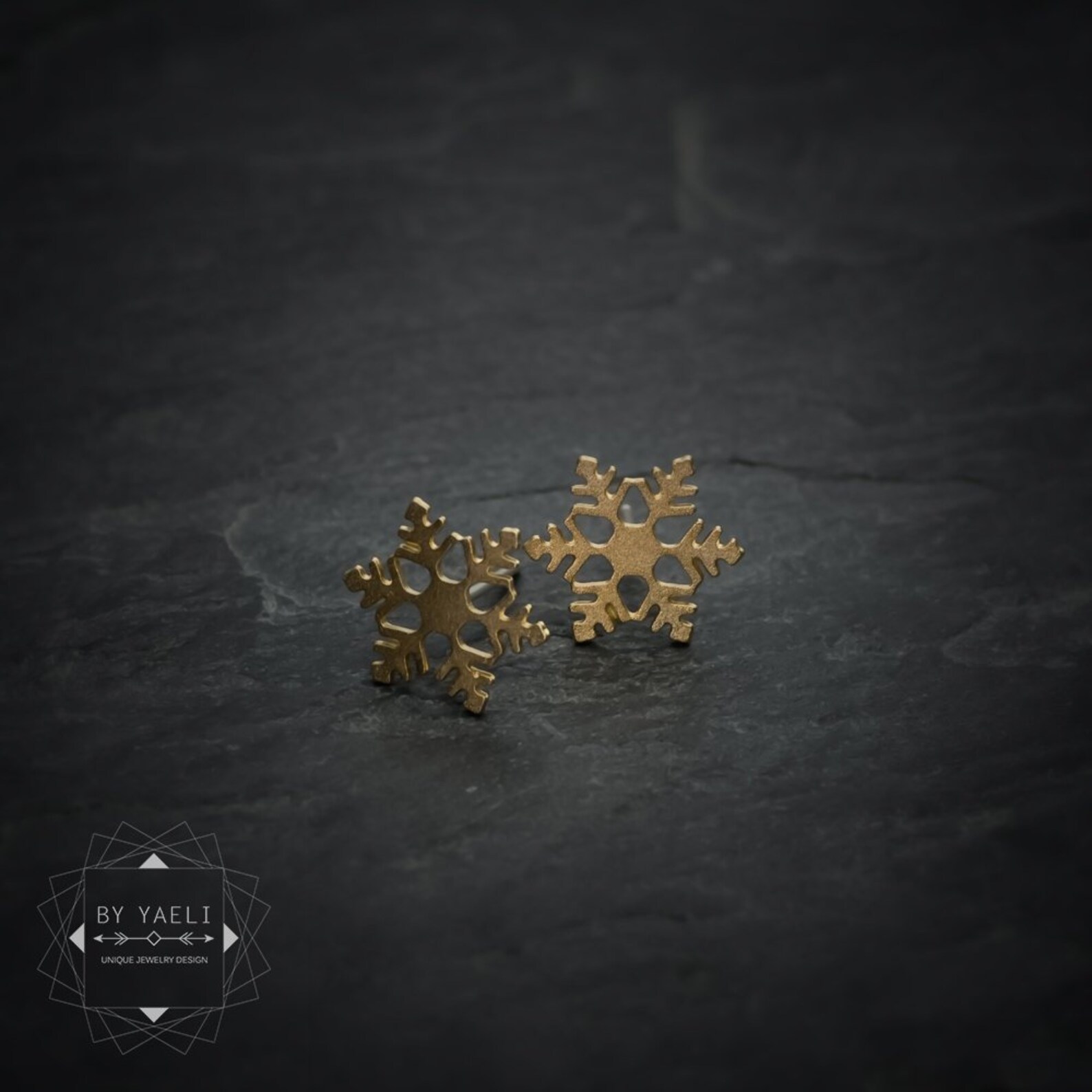 Snowflake Earrings Tiny Snowflake Post Earrings Gold Snowflake | Etsy