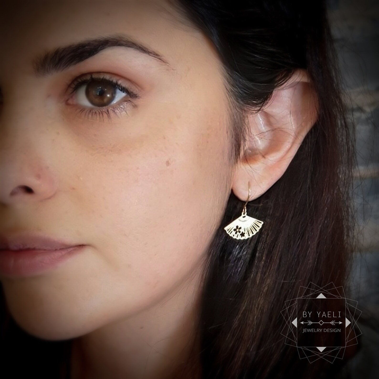 Fan Earrings Fan Dangle Earrings Gold Japanese Fan Drop - Etsy