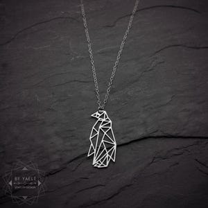 Penguin Necklace, Silver Geometric Origami Penguin Pendant. - Etsy