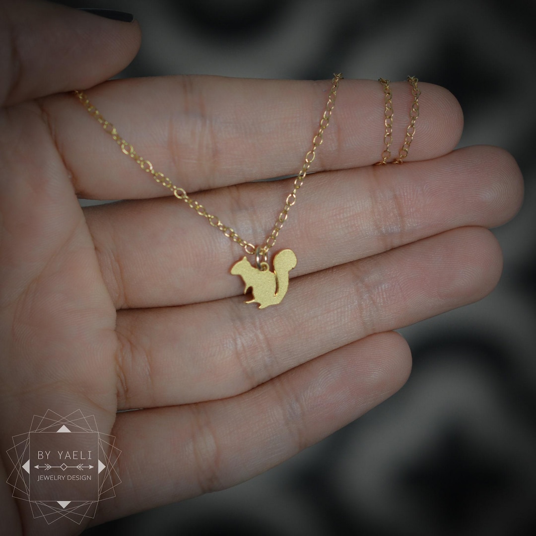 Squirrel Necklace Gold Dainty Squirrel Charm Squirrel Pendant Animal ...