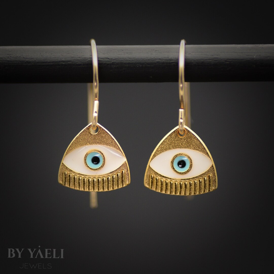 Evil Eye Earrings Gold Dangle Adorned With Resin Earrings ,good Luck ...