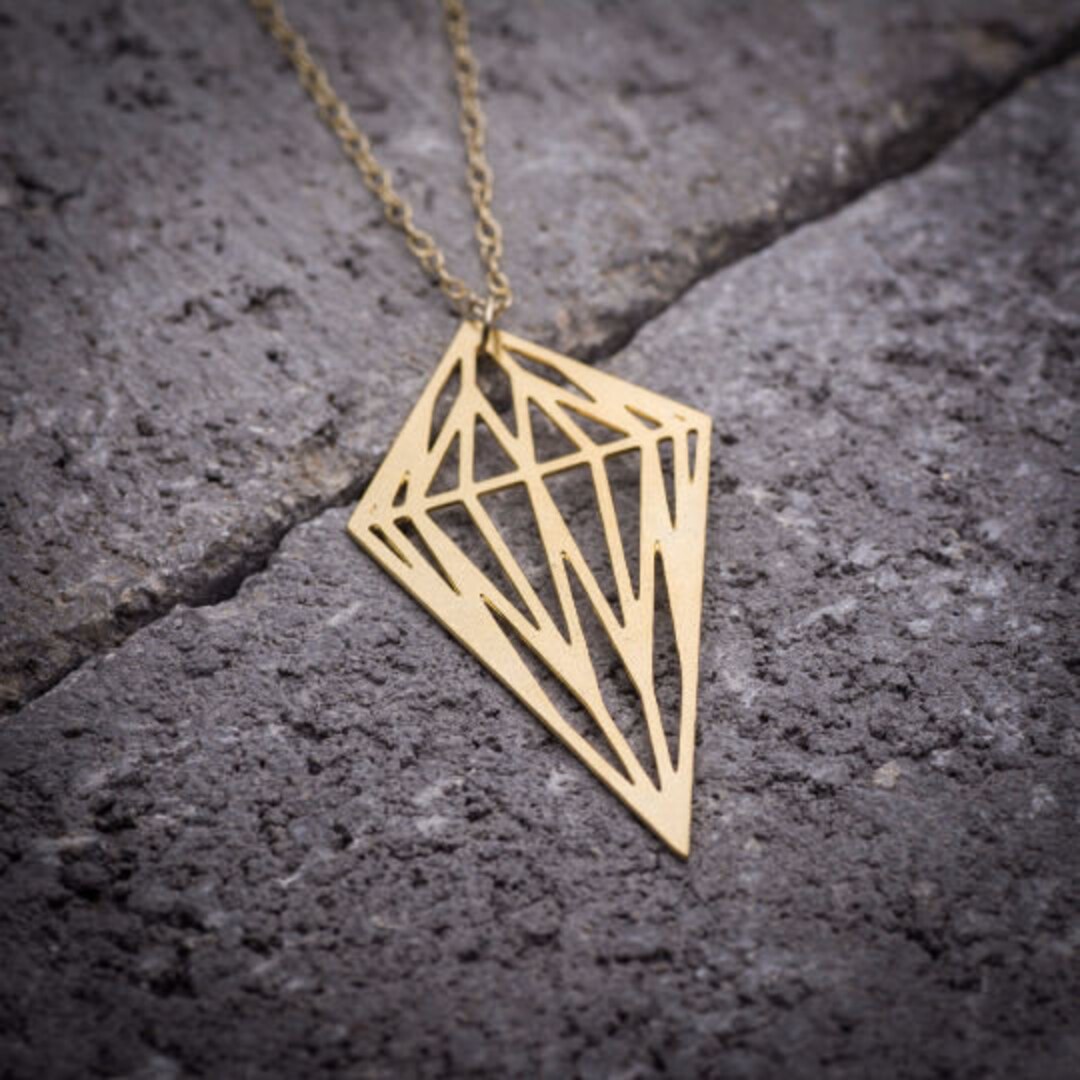 Geometric Necklace Gold Rhombus Necklace Gold Shaped Diamond - Etsy