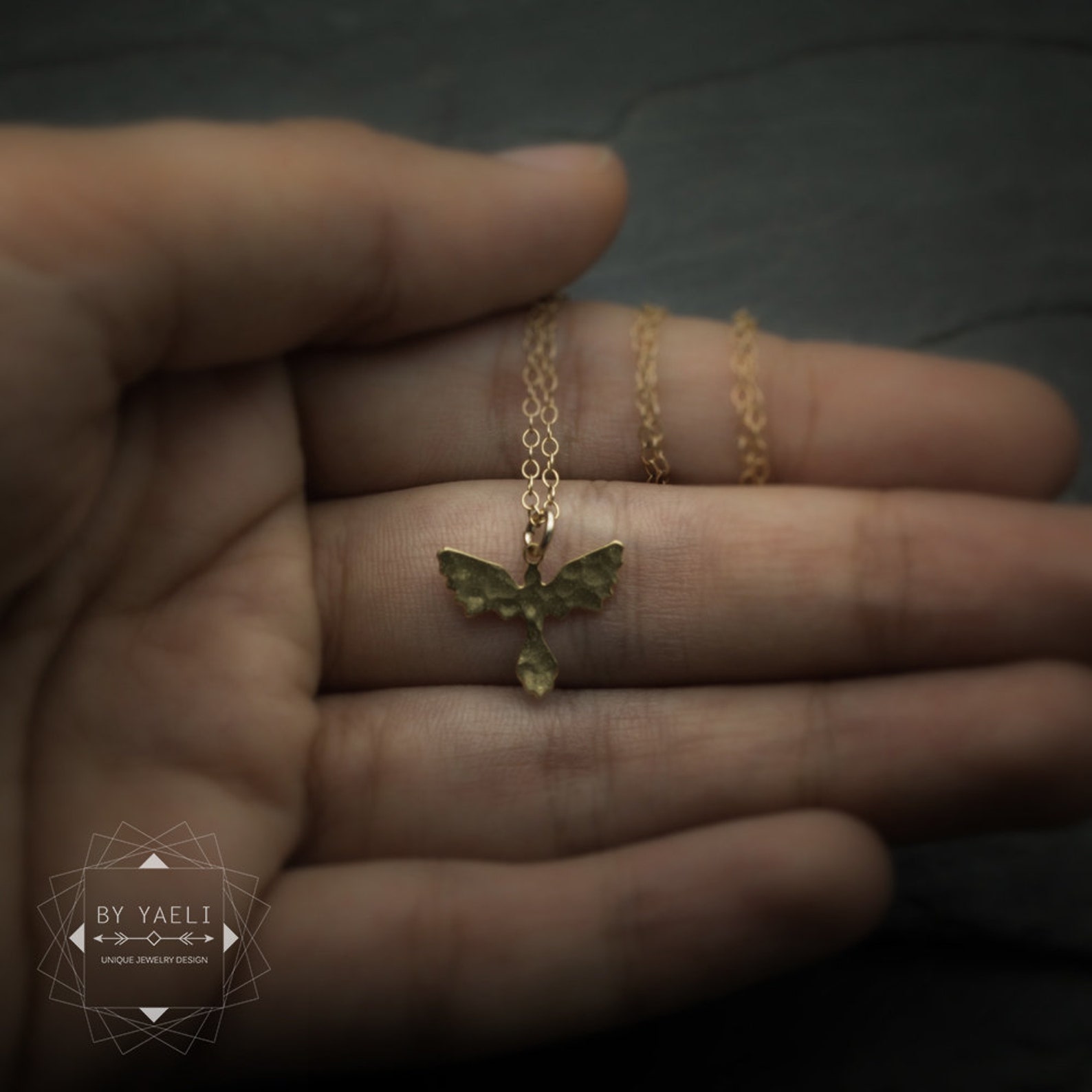 Phoenix Necklace Tiny Phoenix Pendant Gold Phoenix Bird Charm - Etsy