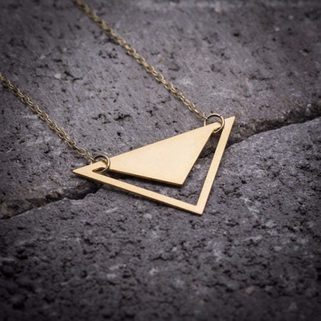 Triangle Necklace Gold Triangle Pendant Geometric Necklace Minimalist ...