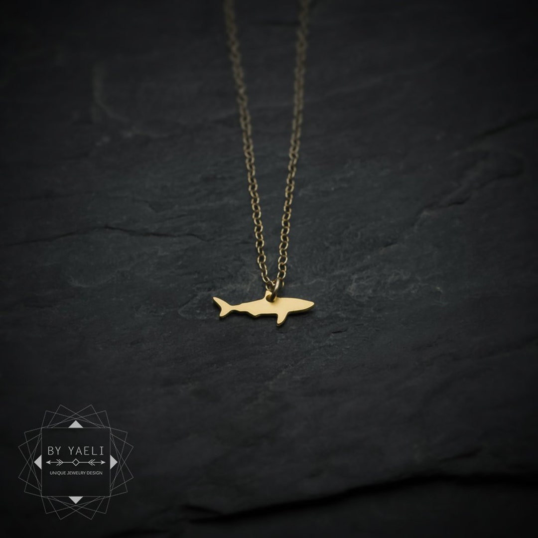 Shark Necklace Tiny Gold Shark Charm Necklace Shark Jewelry - Etsy
