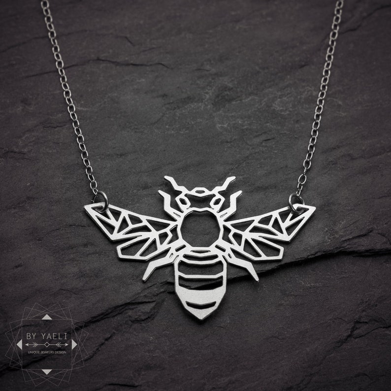 Bee necklace honey bee jewelry silver bee pendant insect | Etsy