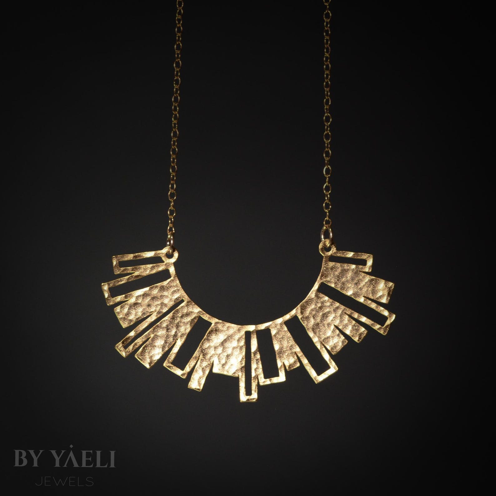 Geometric Necklace Gold Rectangle Necklace Skyline Geometric Necklace ...