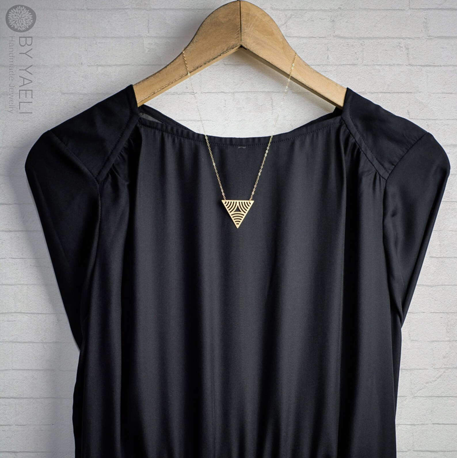 Triangular Necklace Geometric Necklace Gold Triangular Pendant | Etsy