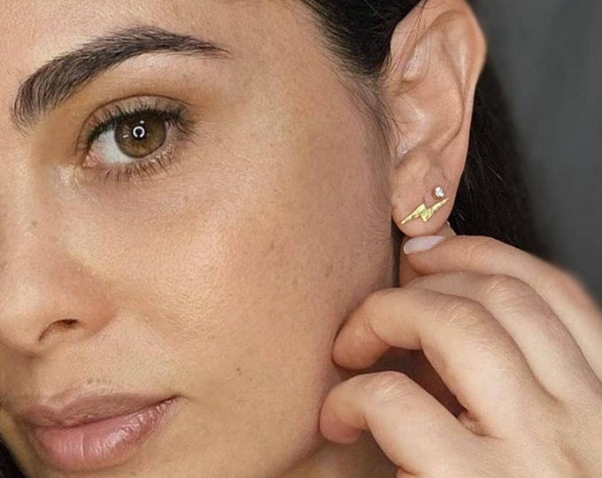 Gold Lightning Bolt Earrings Statement Bolt Earrings Gold Dainty ...