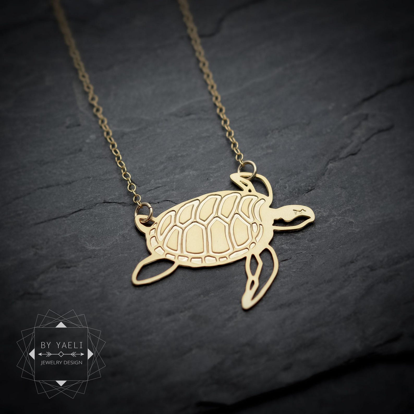 Turtle Necklace Gold Sea Turtle Pendant Ocean Jewelry Turtle Lovers ...
