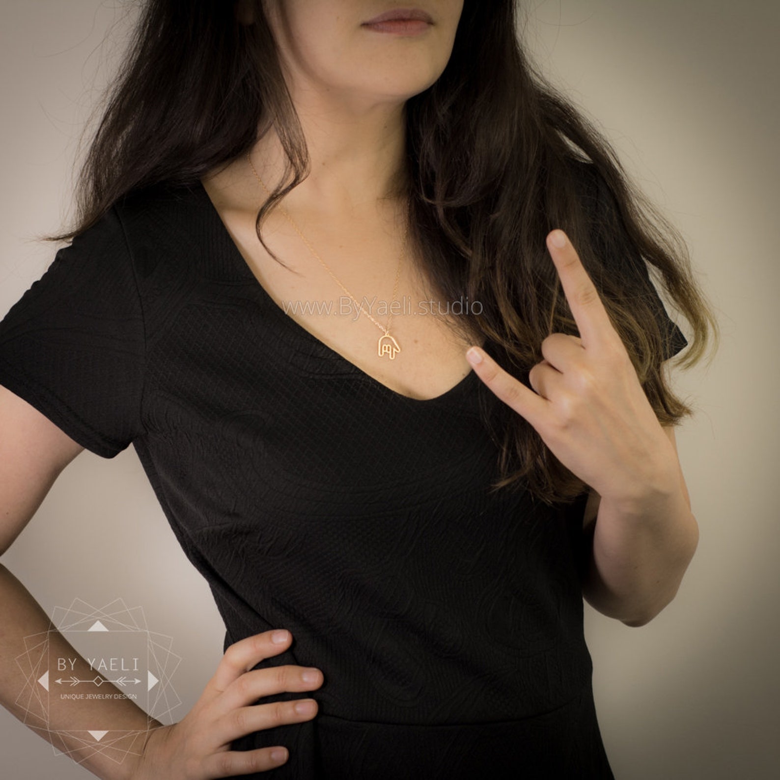 ASL Necklace Silver Sign Language I Love You Sign Language | Etsy