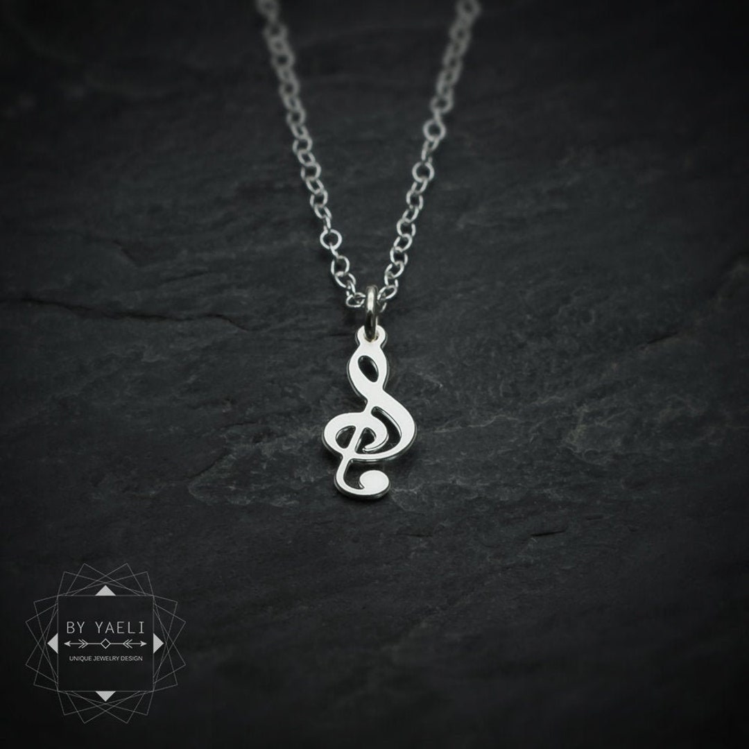 Treble Clef Necklace Music Jewelry Silver Treble Clef Charm Musician ...
