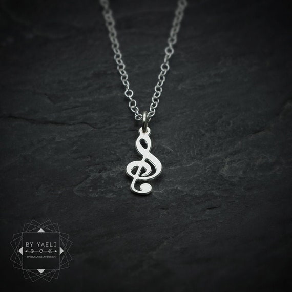 By Yaeli: Dainty treble clef necklace, silver tiny treble clef charm ... By Yaeli: Dainty treble clef necklace, silver tiny treble clef charm ...