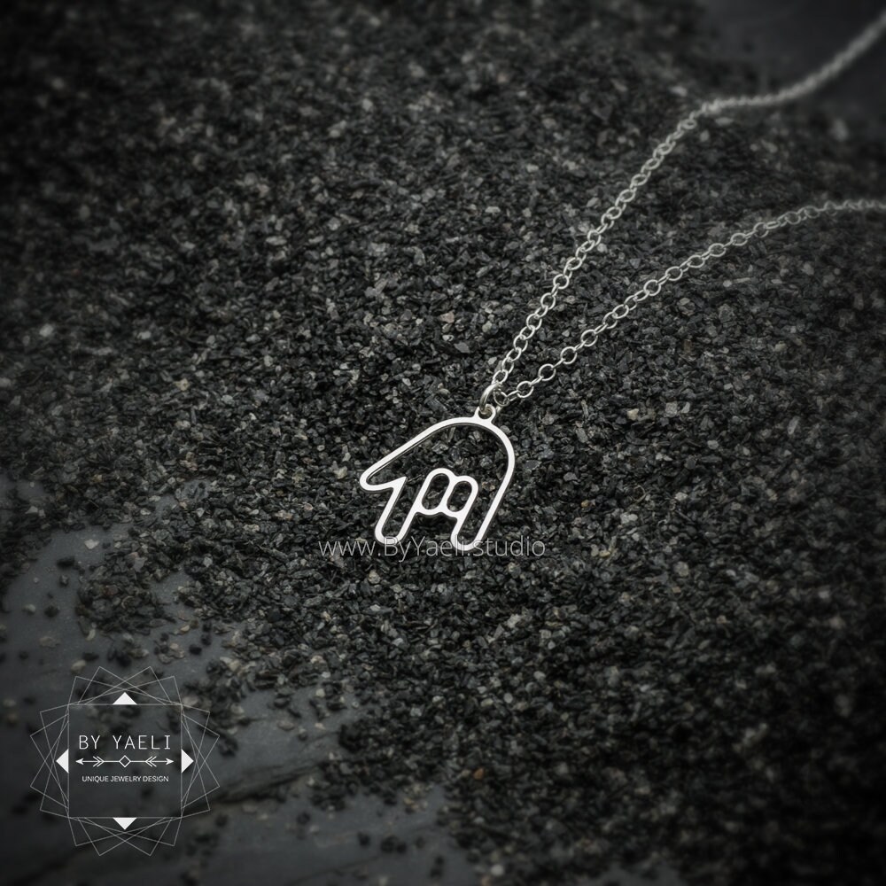 ASL Necklace Silver Sign Language I Love You Sign Language | Etsy