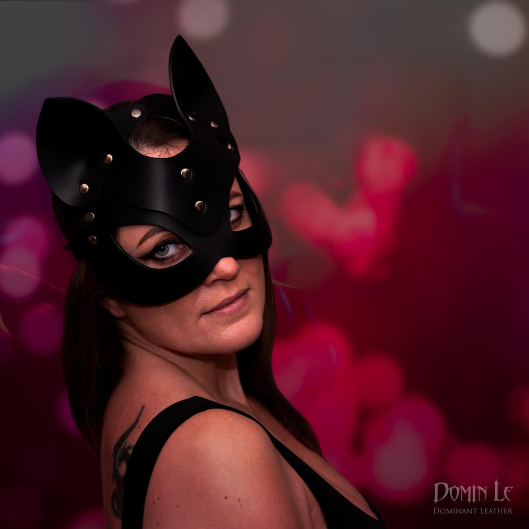 Leather Cat Mask, Cat Ears. Leather Accessories, Gift - Etsy