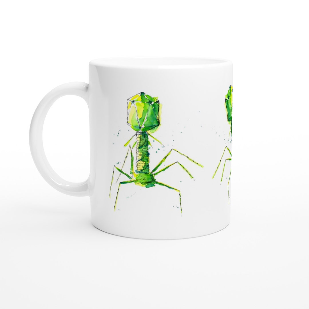 Bacteriophage Mug - Science Drinkware, Microbiology Gift, Biology ...
