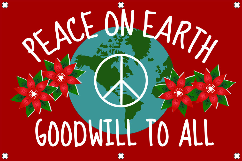 Peace on Earth Goodwill to All Banner Winter Christmas Decoration 3 ...