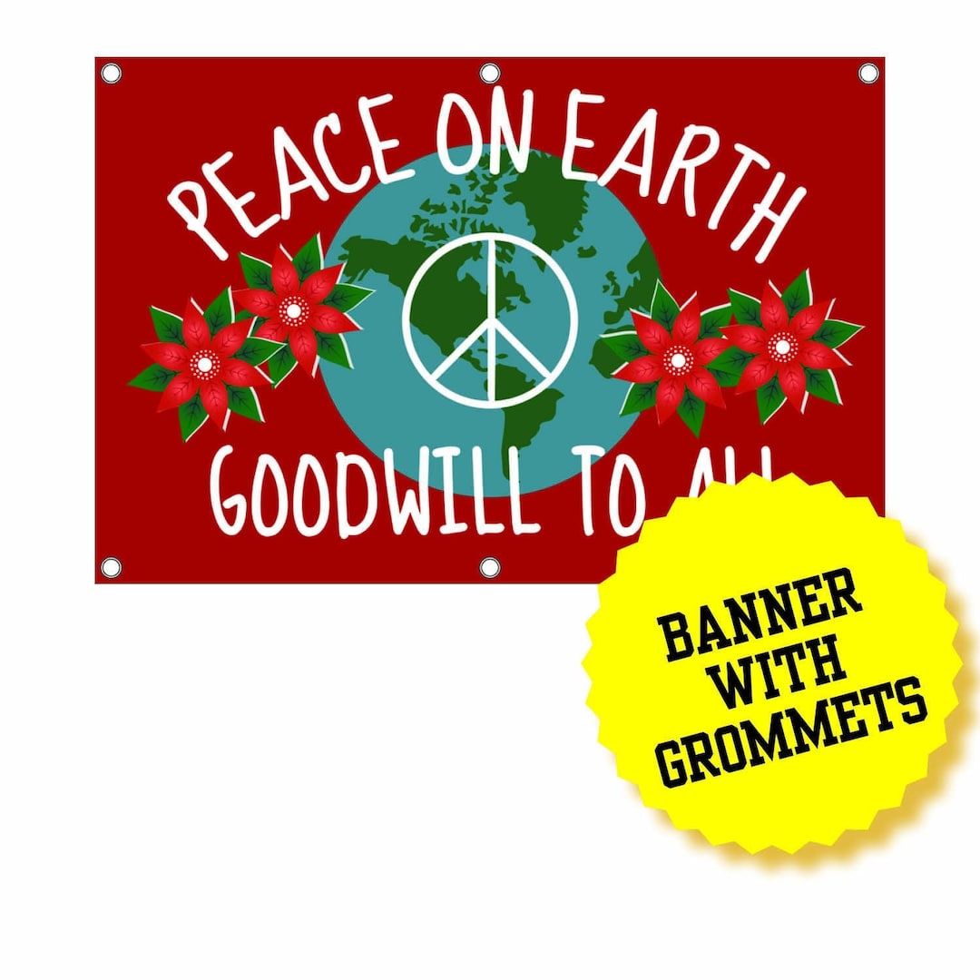 Peace on Earth Goodwill to All Banner Winter Christmas Decoration 3 ...