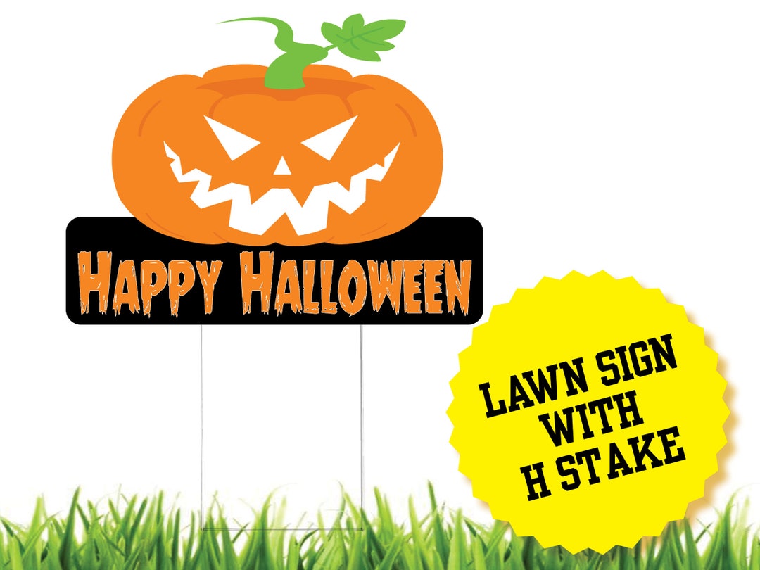Happy Halloween - Pumpkin Shaped Spooky Halloween Themed Lawn Sign - Etsy