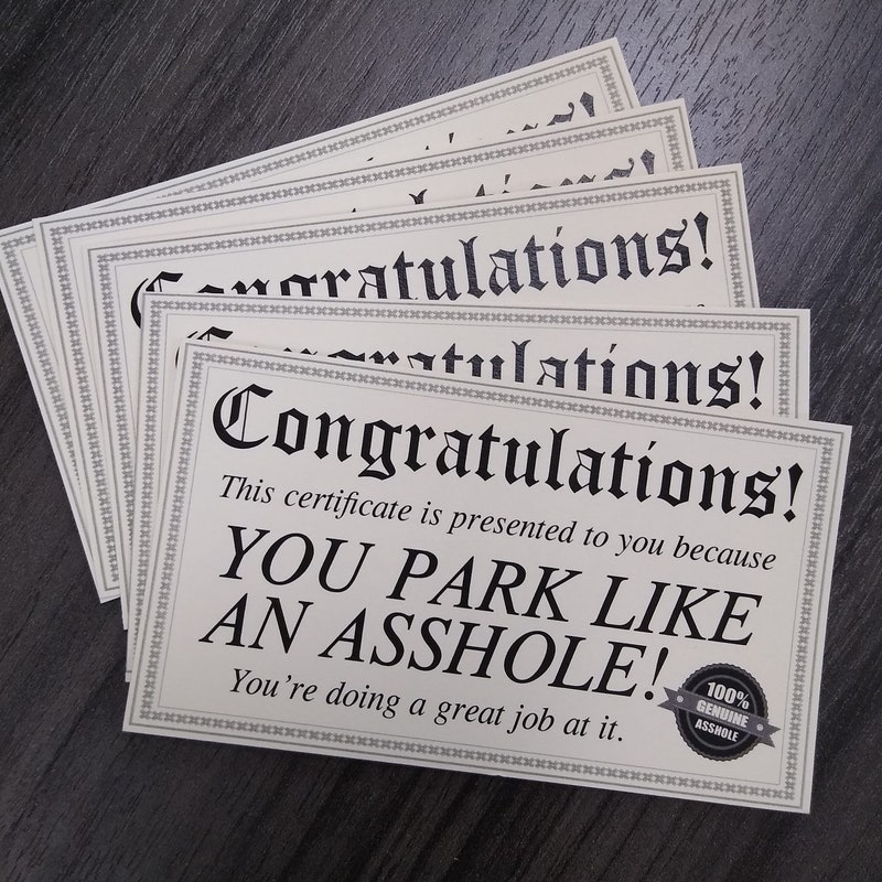 Bad Parking Cards - Etsy