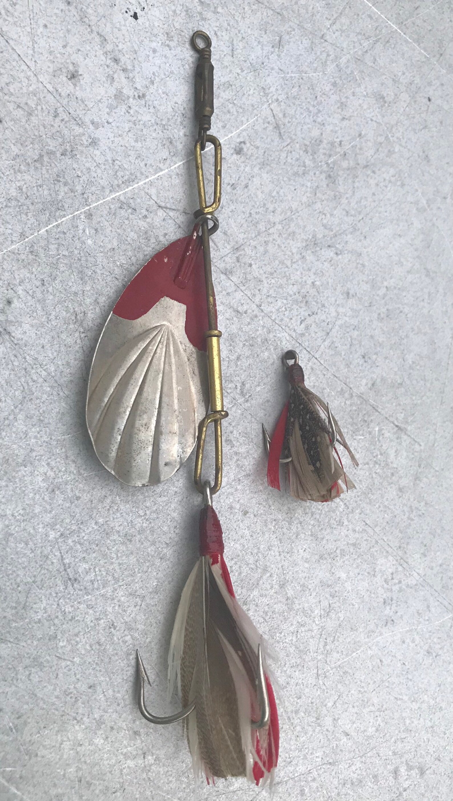 GM Skinner Fluted Spinner Lure #8 Trailing Feathered Treble Hook WITH ...