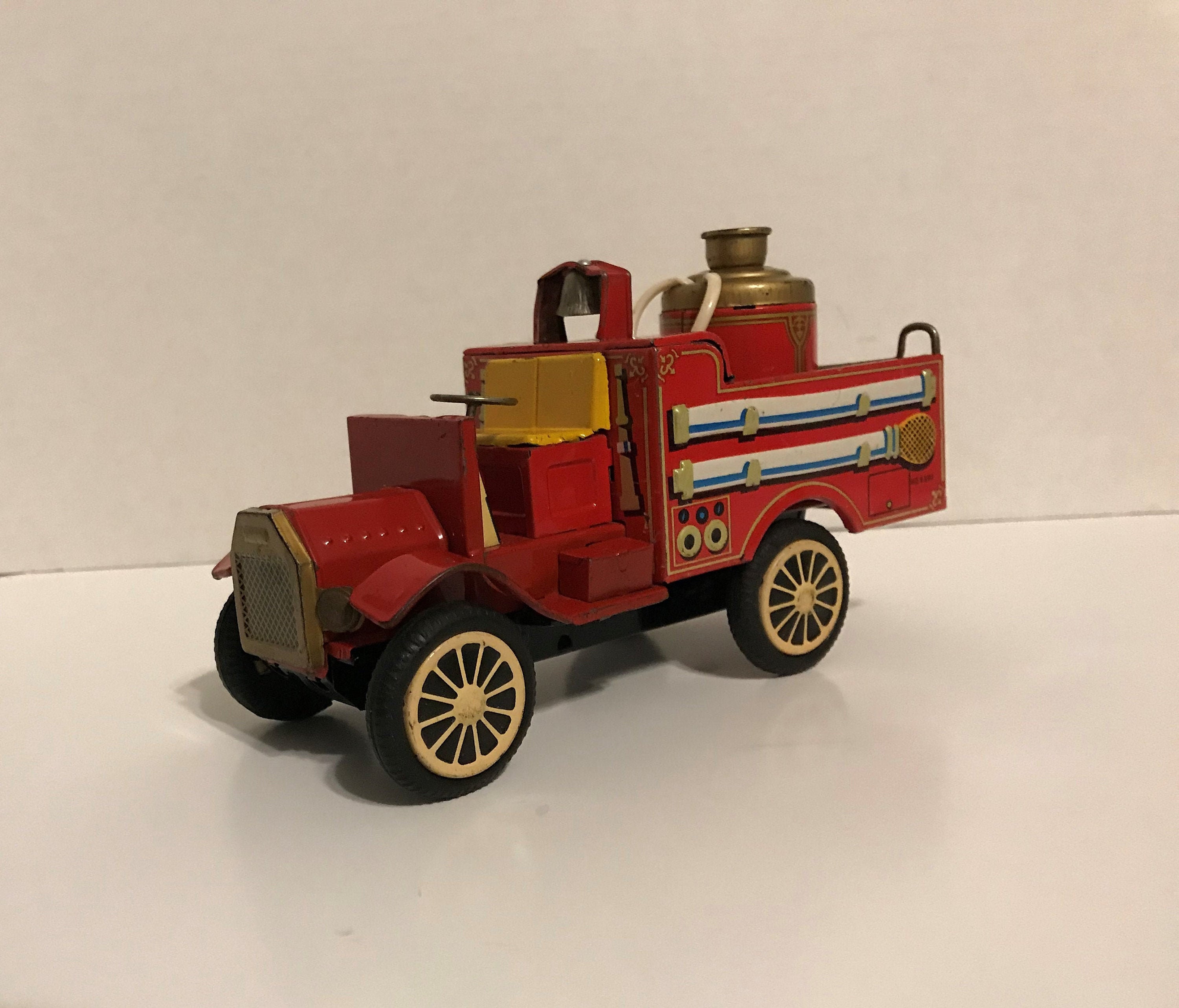 1950s OLD SMOKEY Japan Litho Cragstan Friction TIN Fire Truck | Etsy