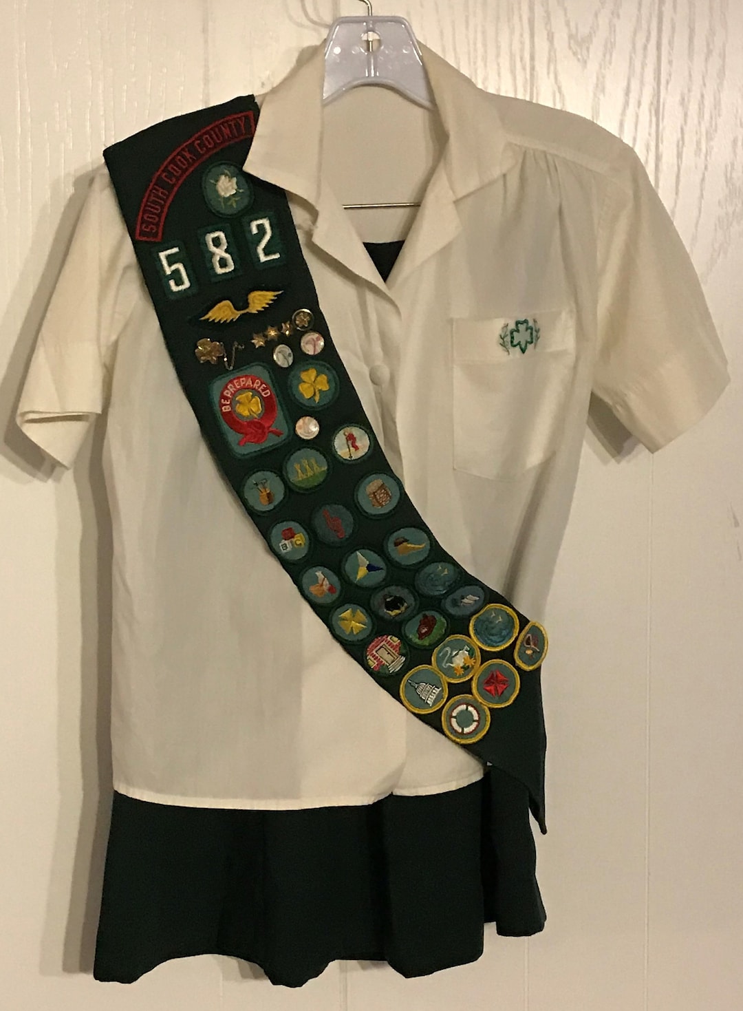 GIRL SCOUT Cadette Uniform 1963 Beret Sash Badges Belt Wallet Camp Tie ...