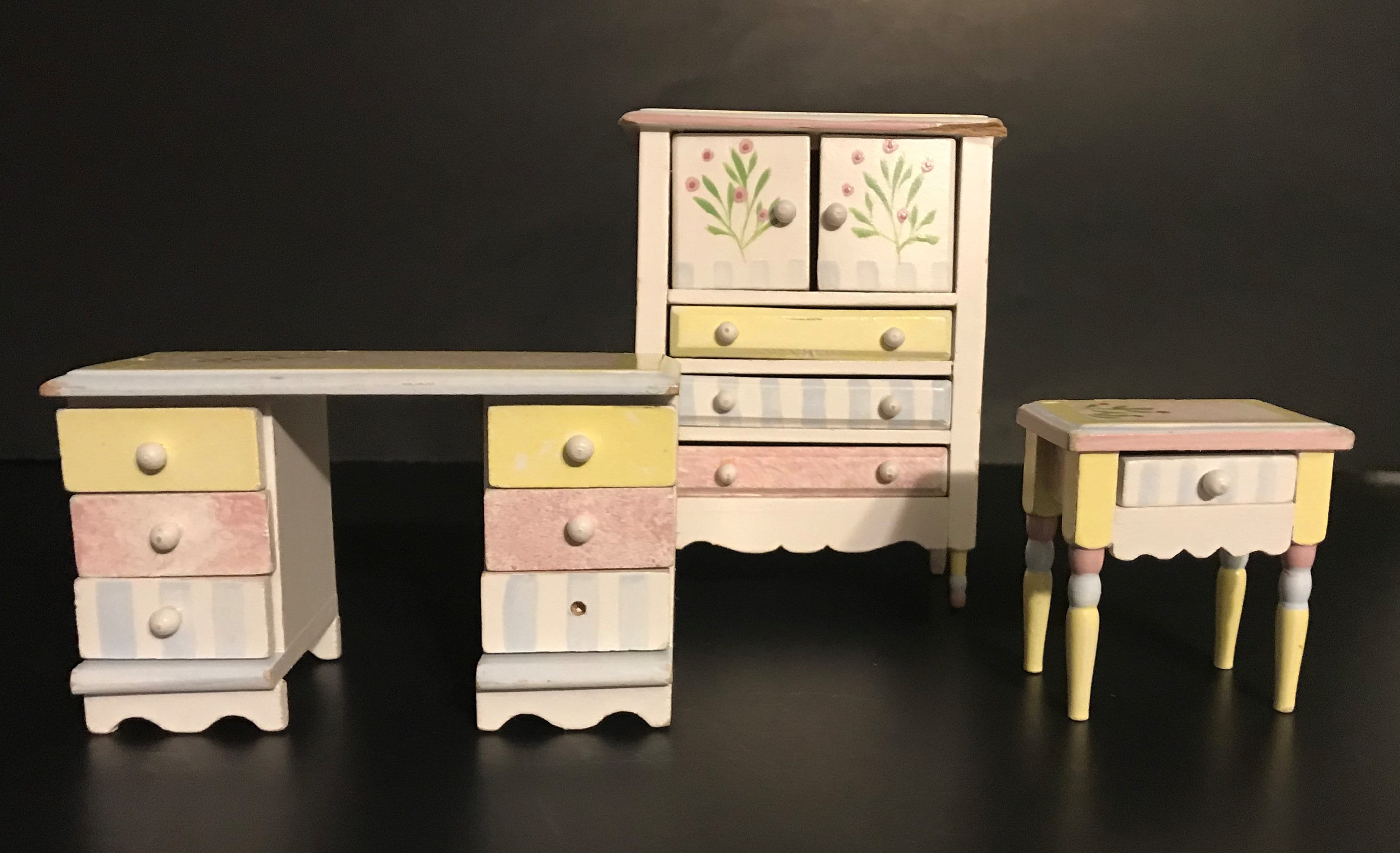 Vintage Painted Doll House Furniture Boy and Girl Bedroom Six - Etsy