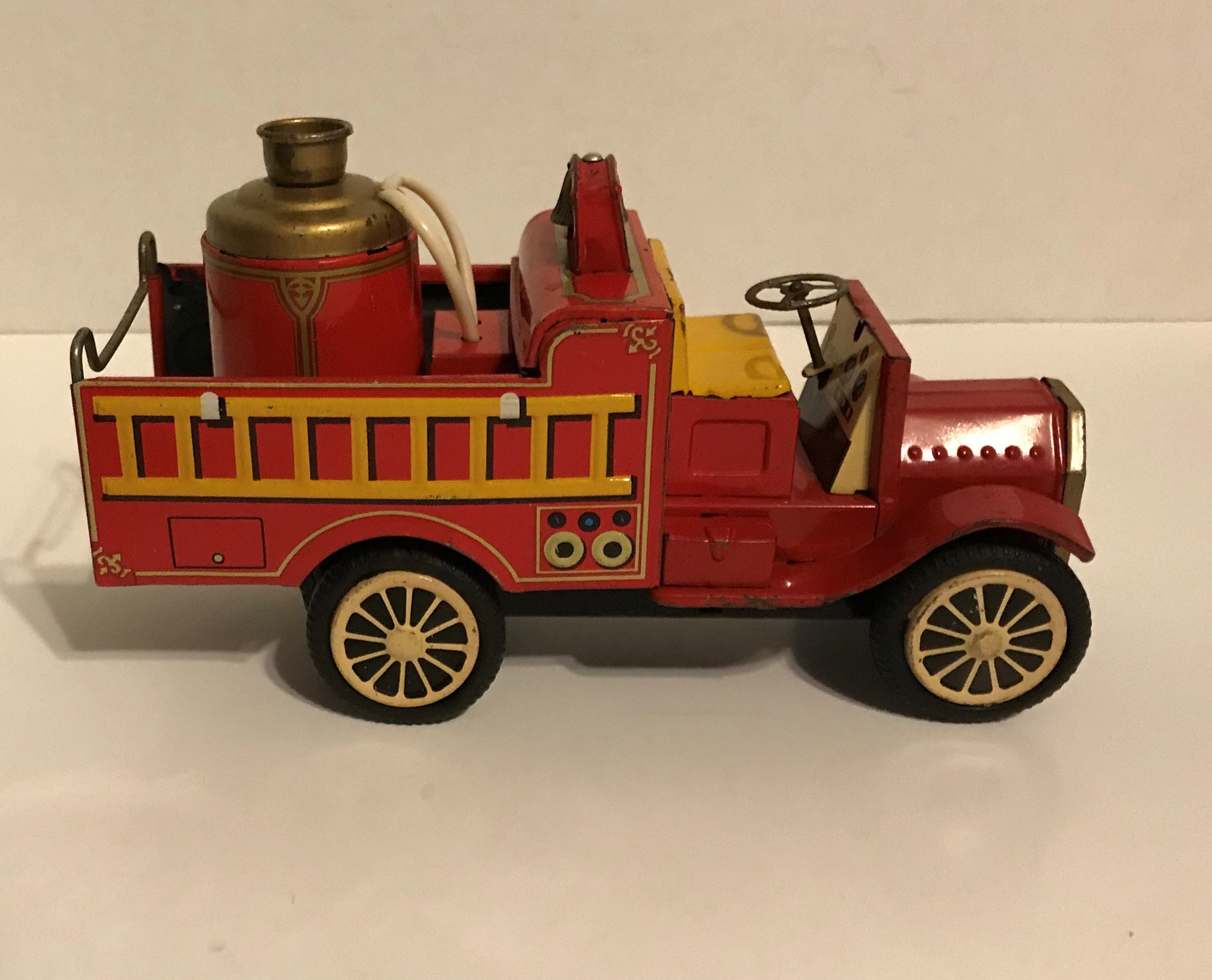 1950s OLD SMOKEY Japan Litho Cragstan Friction TIN Fire Truck | Etsy